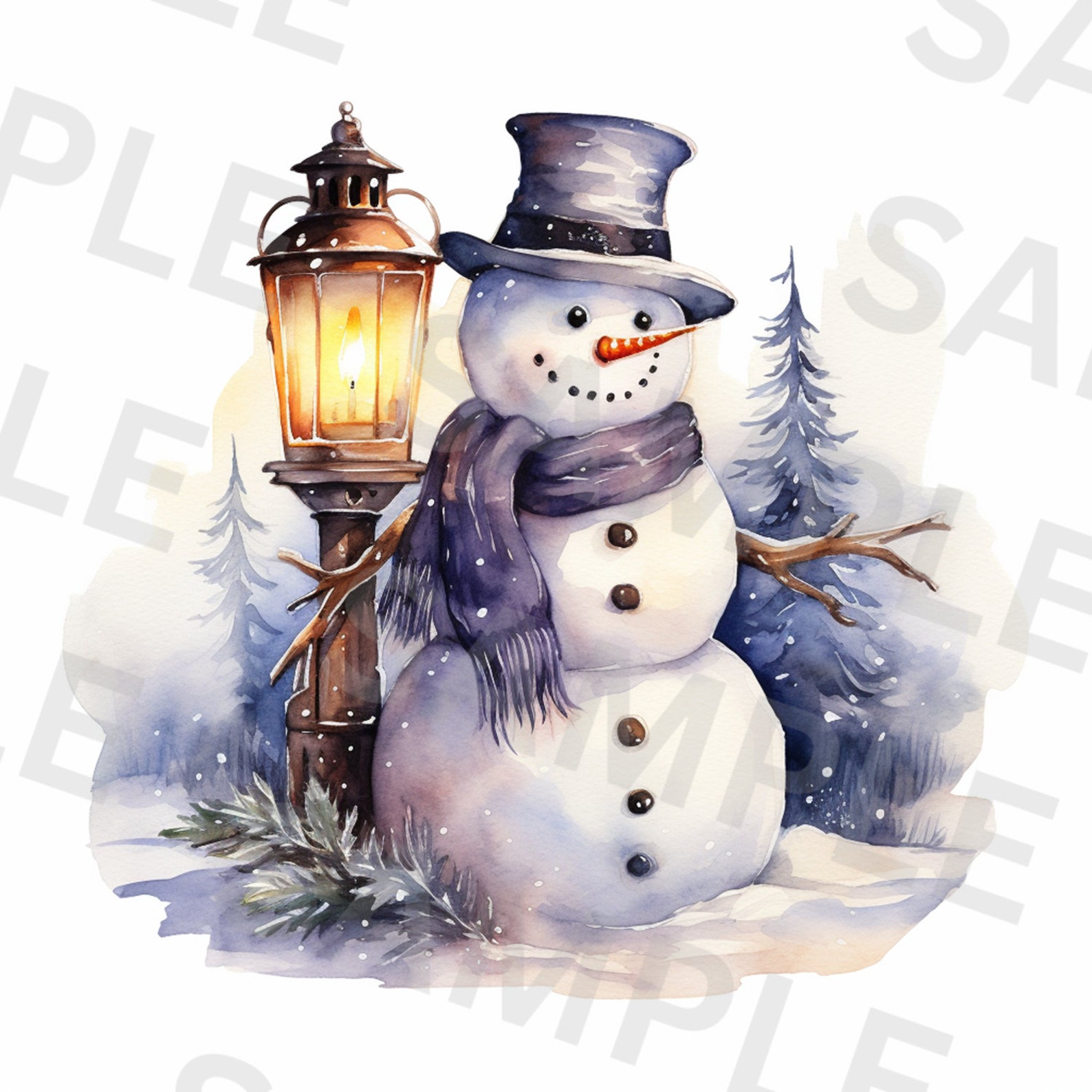 5 Snowman Set Clipart, Christmas Clipart, Printable Watercolor Clipart ...