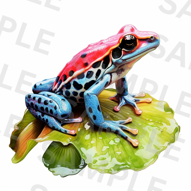 5 Colorful Frog Clipart, Toad Clipart, Printable Watercolor Clipart ...