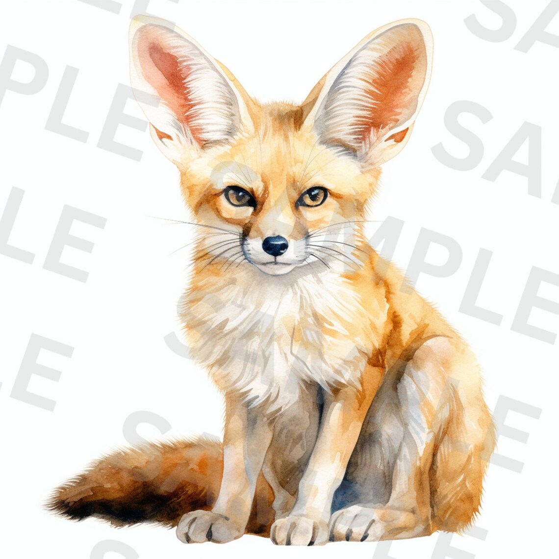 5 Fennec Fox Clipart, Printable Watercolor Clipart, Desert Fox Clipart ...