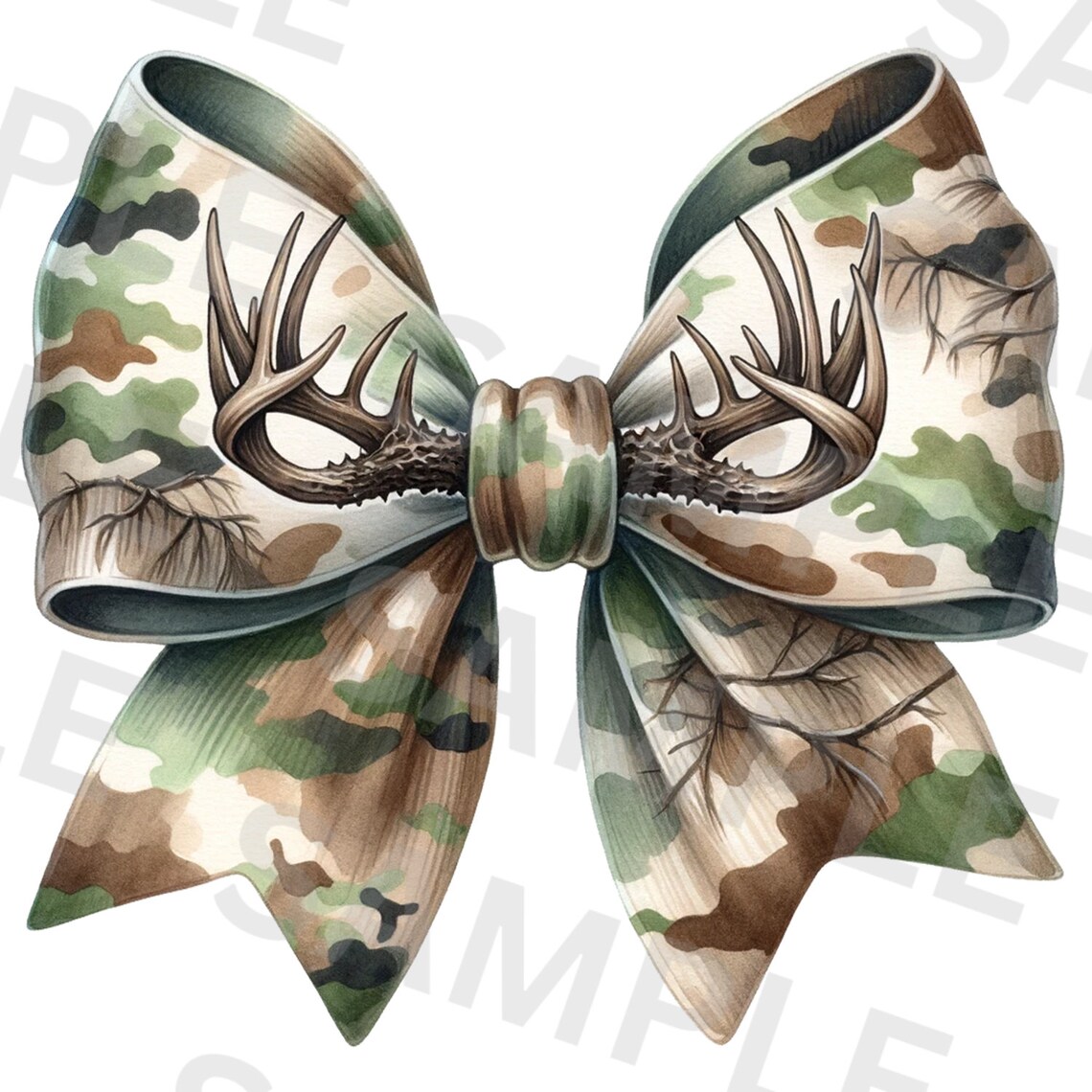 Camo Bow With Antlers PNG – Hunting Coquette Sublimation Clipart for ...