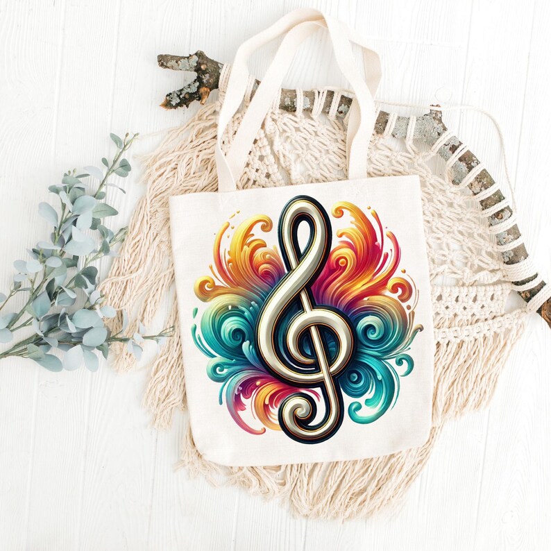 Treble Clef PNG, Sublimation Design, Music Note Watercolor Splash, Band ...