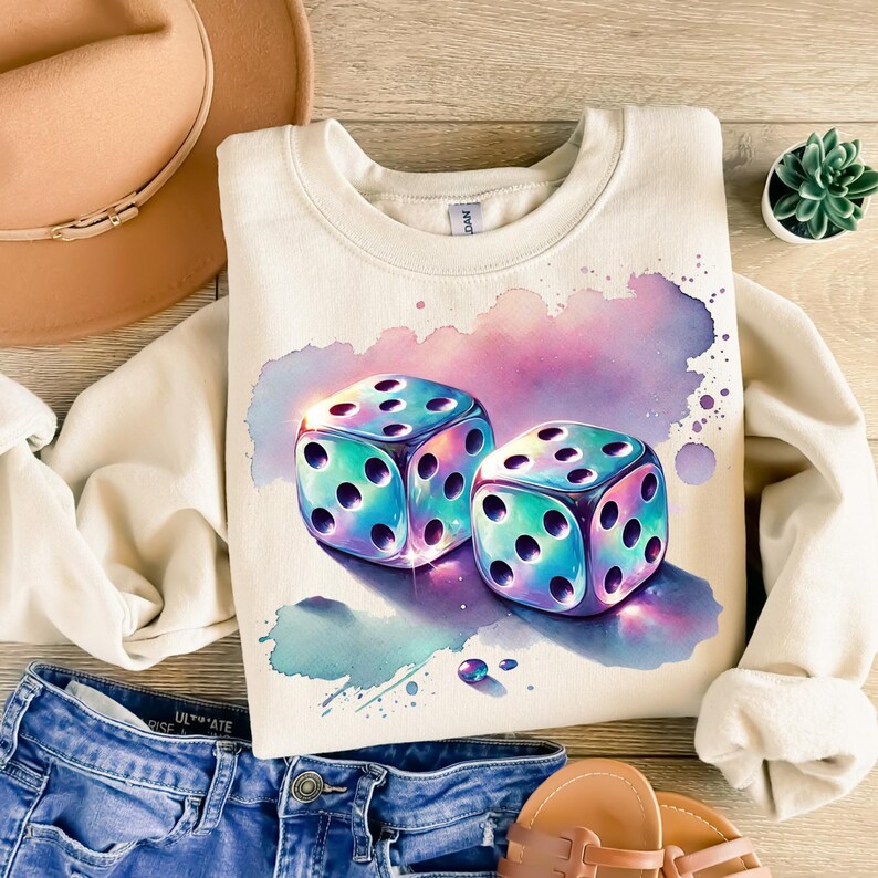 Iridescent Dice Png, Sublimation Design, Casino Png, Roll the Dice Png ...