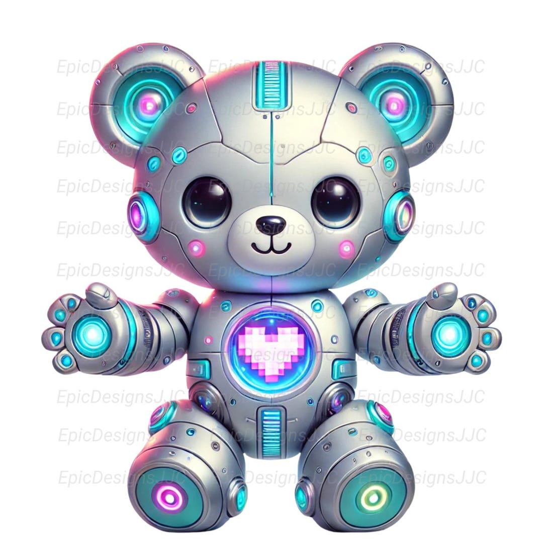 Robot Bear PNG, Gamer Teddy Bear Clipart, Cute Robot Animal PNG, Tech ...