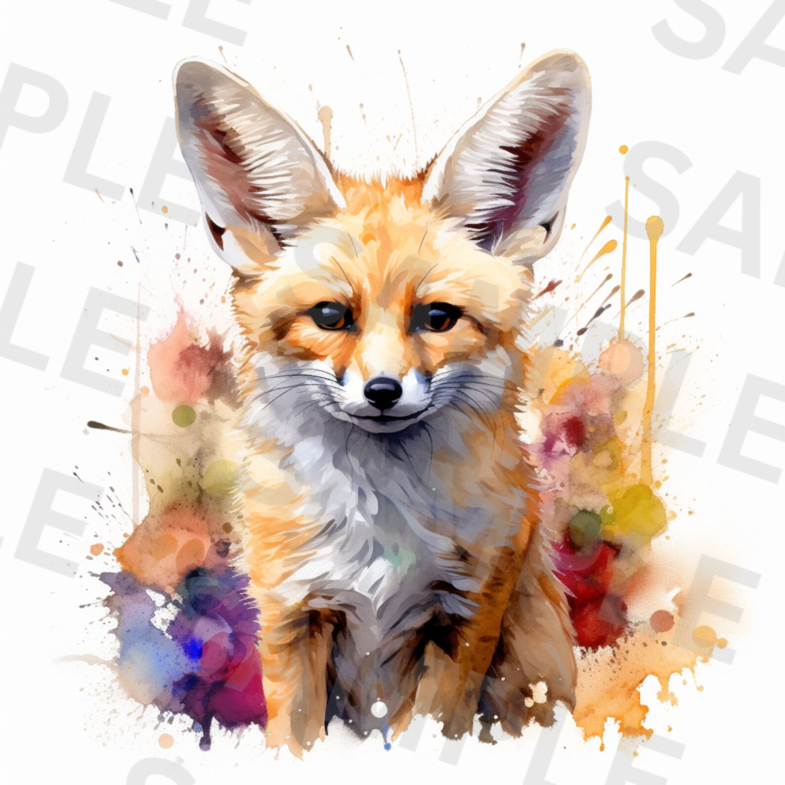 5 Fennec Fox Clipart, Printable Watercolor Clipart, Desert Fox Clipart ...