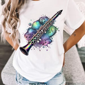 Colorful Iridescent Clarinet Png, Sublimation Design, Instrument Png ...