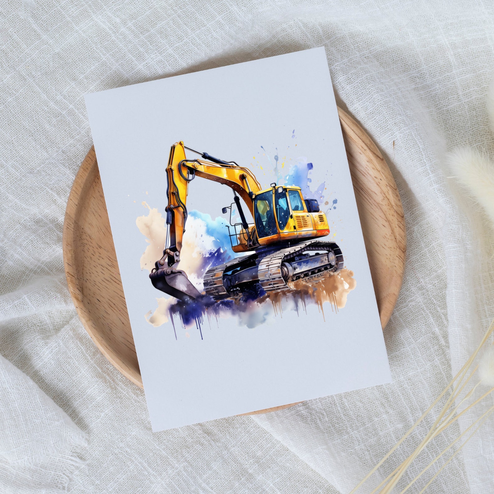 Excavator Watercolor Paint Splash PNG, Excavator PNG, Excavator Clipart ...