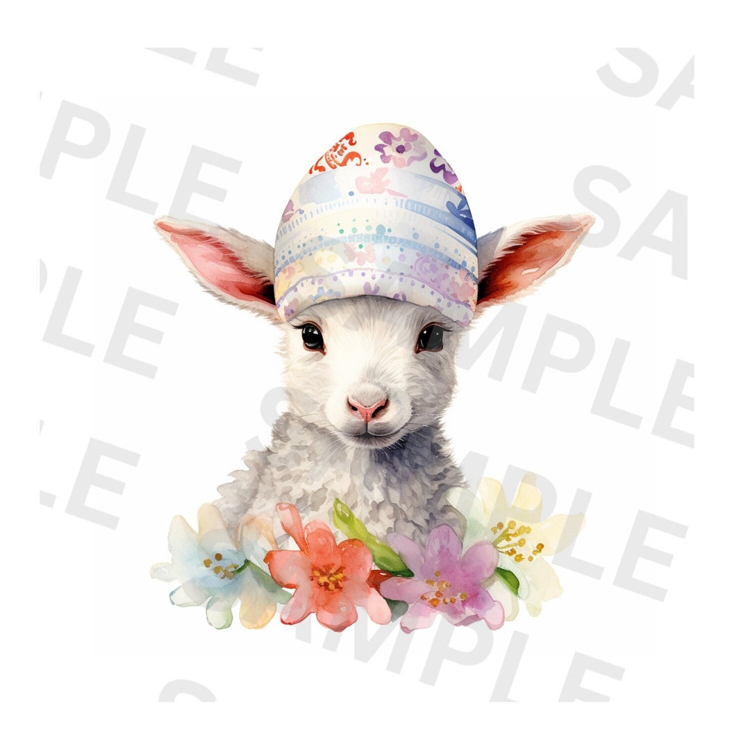 5 Baby Lamb Easter Clipart, Baby Lamb Nursery PNG, Printable Watercolor ...