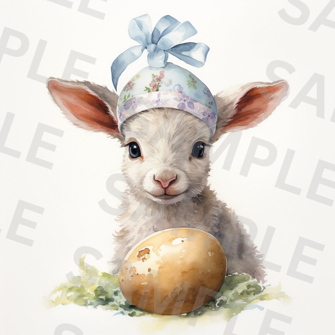 5 Baby Lamb Easter Clipart, Baby Lamb Nursery PNG, Printable Watercolor ...