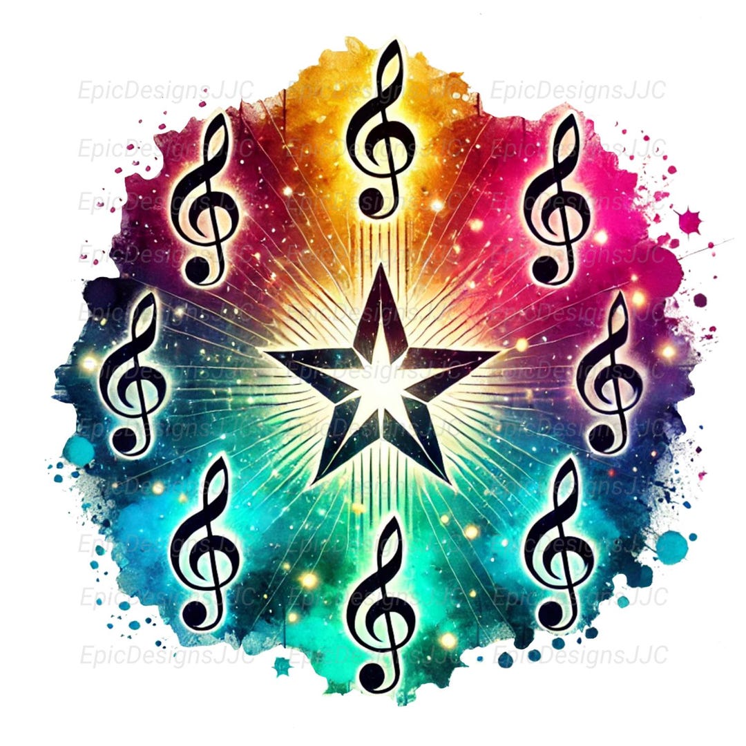 Rainbow Treble Clef Star PNG, Music Clipart (sublimation Design ...