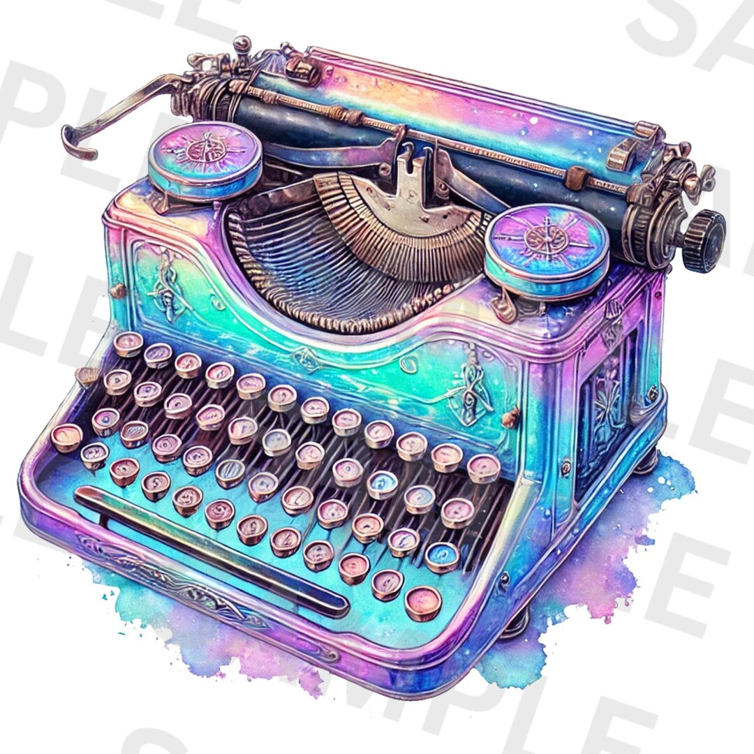 Colorful Iridescent Typewriter Png, Sublimation Design, Typewriter ...