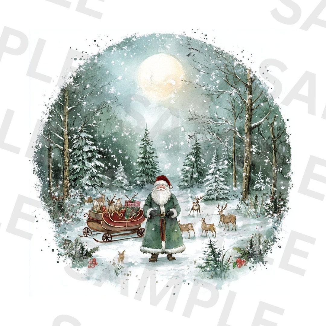 5 Whimsical Santa PNG, Whimsical Santa Clipart, Christmas Coaster PNG ...