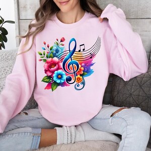 Floral Treble Clef PNG, Colorful Music Sublimation Design (digital ...