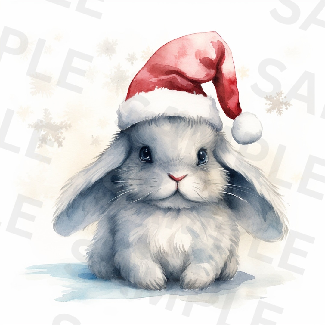 Christmas Bunny Clipart, Rabbit Clipart, Printable Watercolor Clipart ...