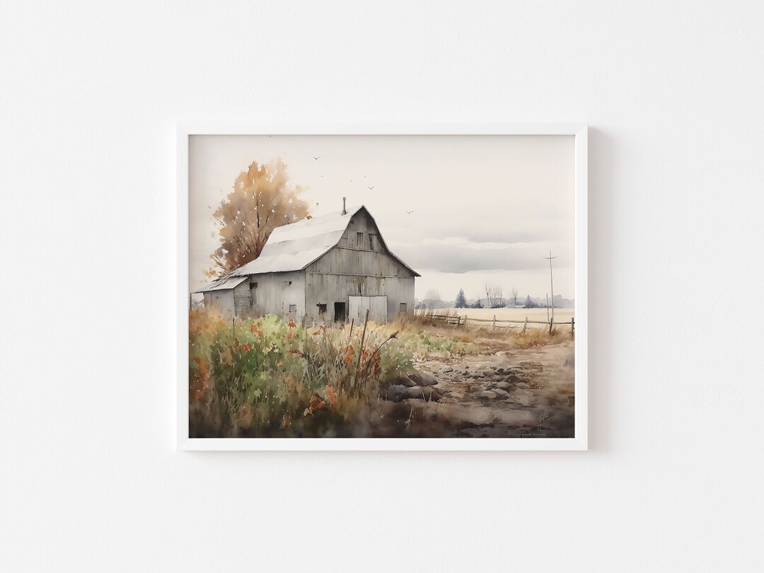 Barn Print - Barn, Rustic, Watercolor Print, Watercolor Barn, Farmhouse ...