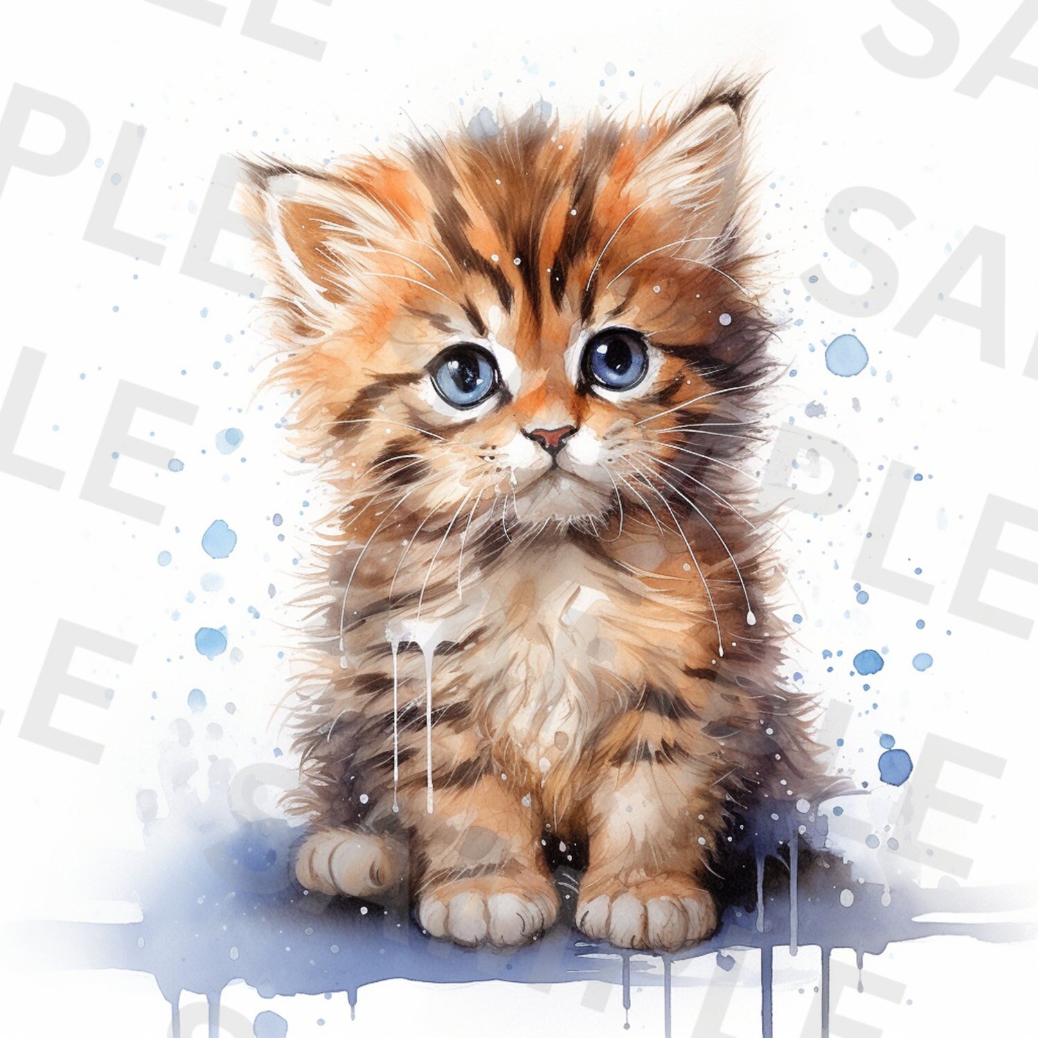 5 Grumpy Sad Kitten Clipart Cat Clipart Printable Watercolor - Etsy