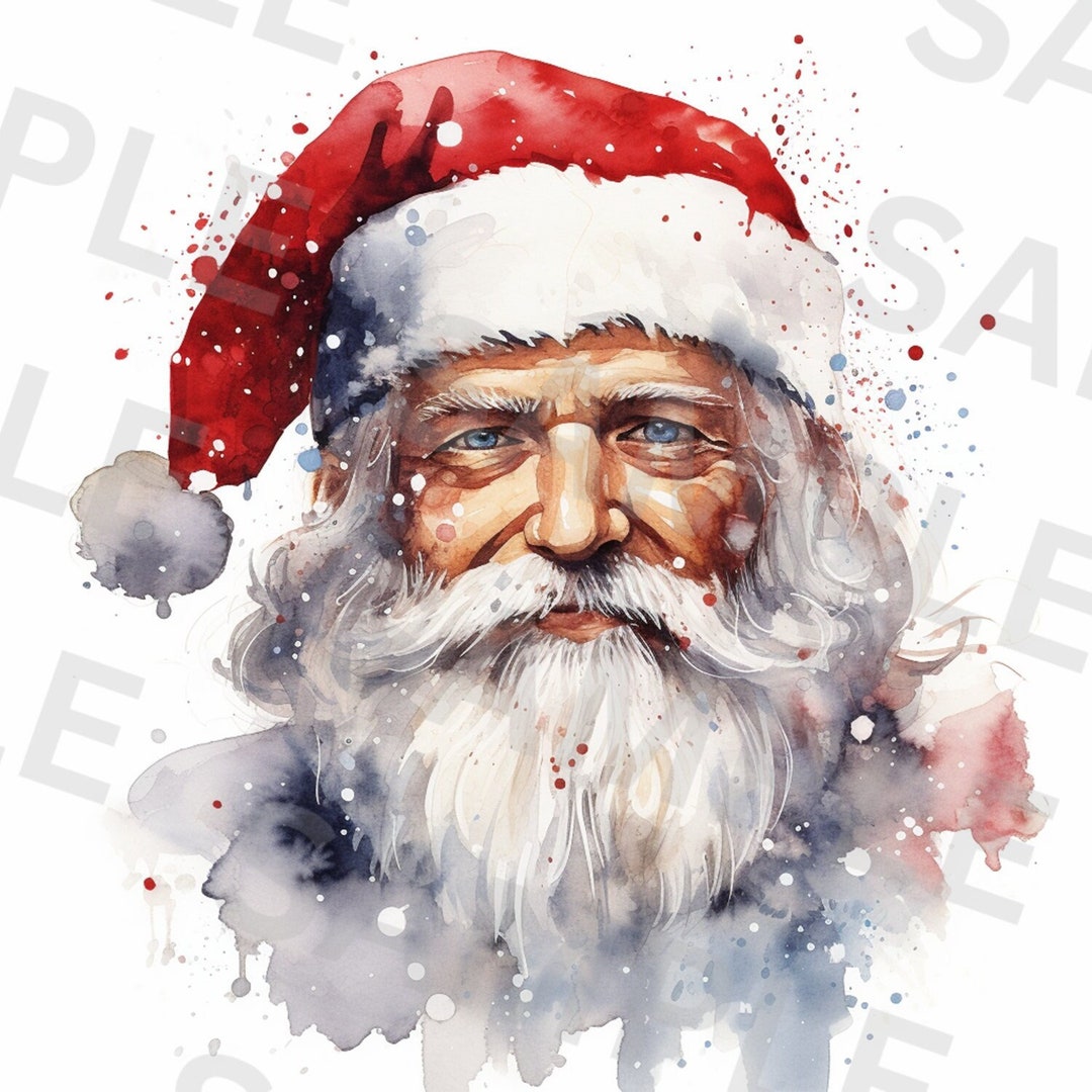 5 Christmas Santa Claus Clipart, Printable Watercolor Clipart, High ...