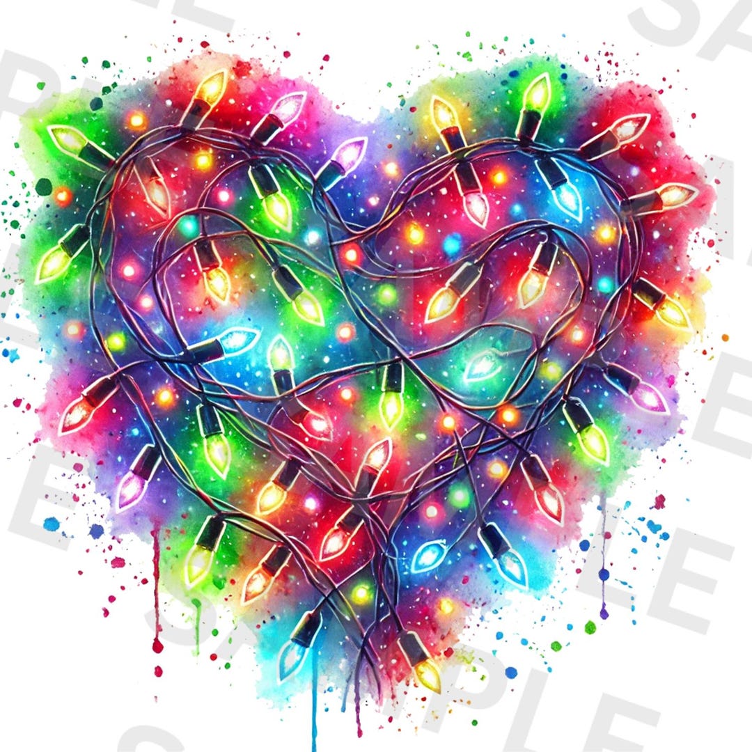Neon Christmas PNG, Colorful Heart Png, Christmas Lights Png ...