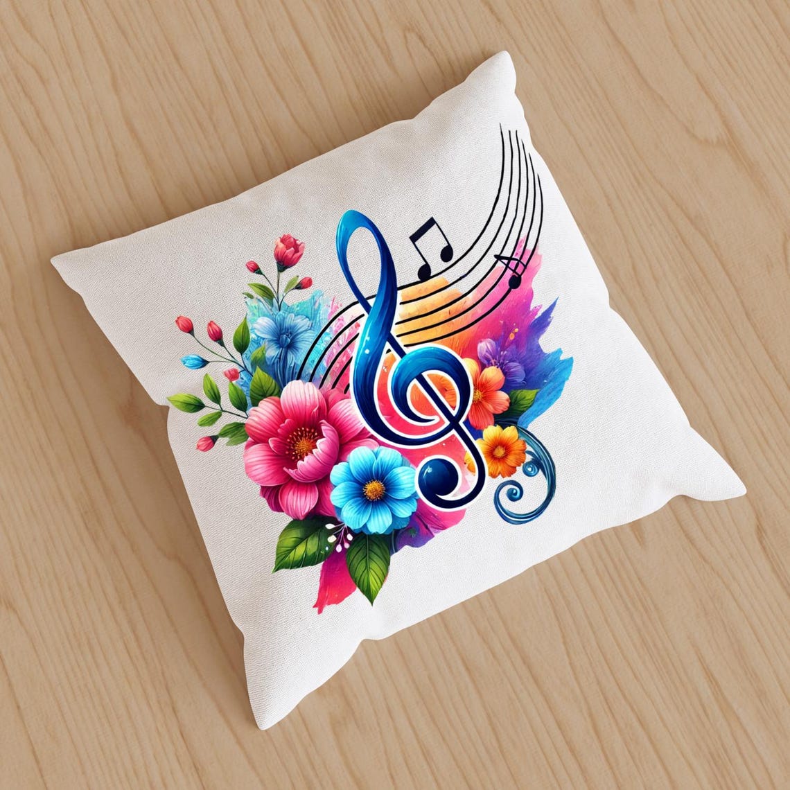 Floral Treble Clef PNG, Colorful Music Sublimation Design (digital ...