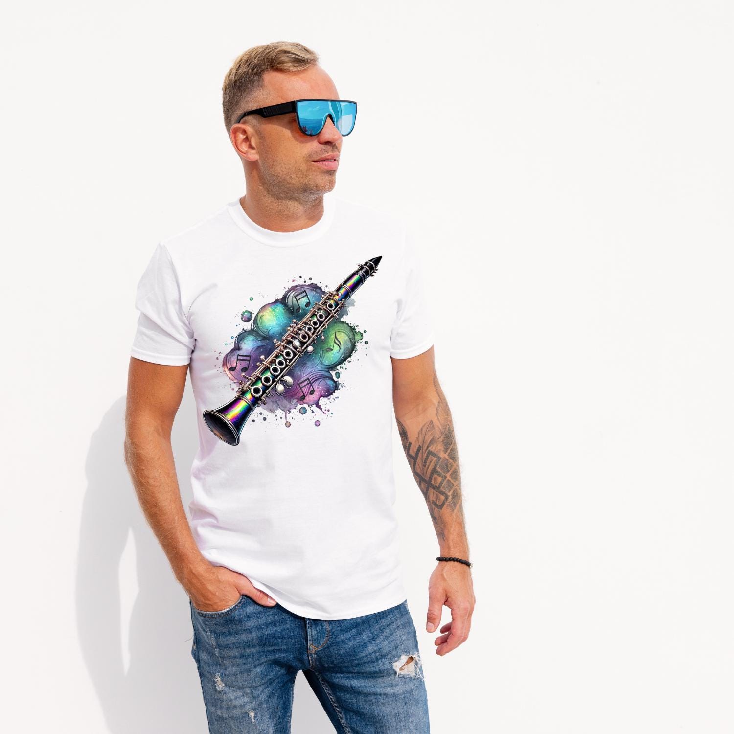 Colorful Iridescent Clarinet Png, Sublimation Design, Instrument Png ...