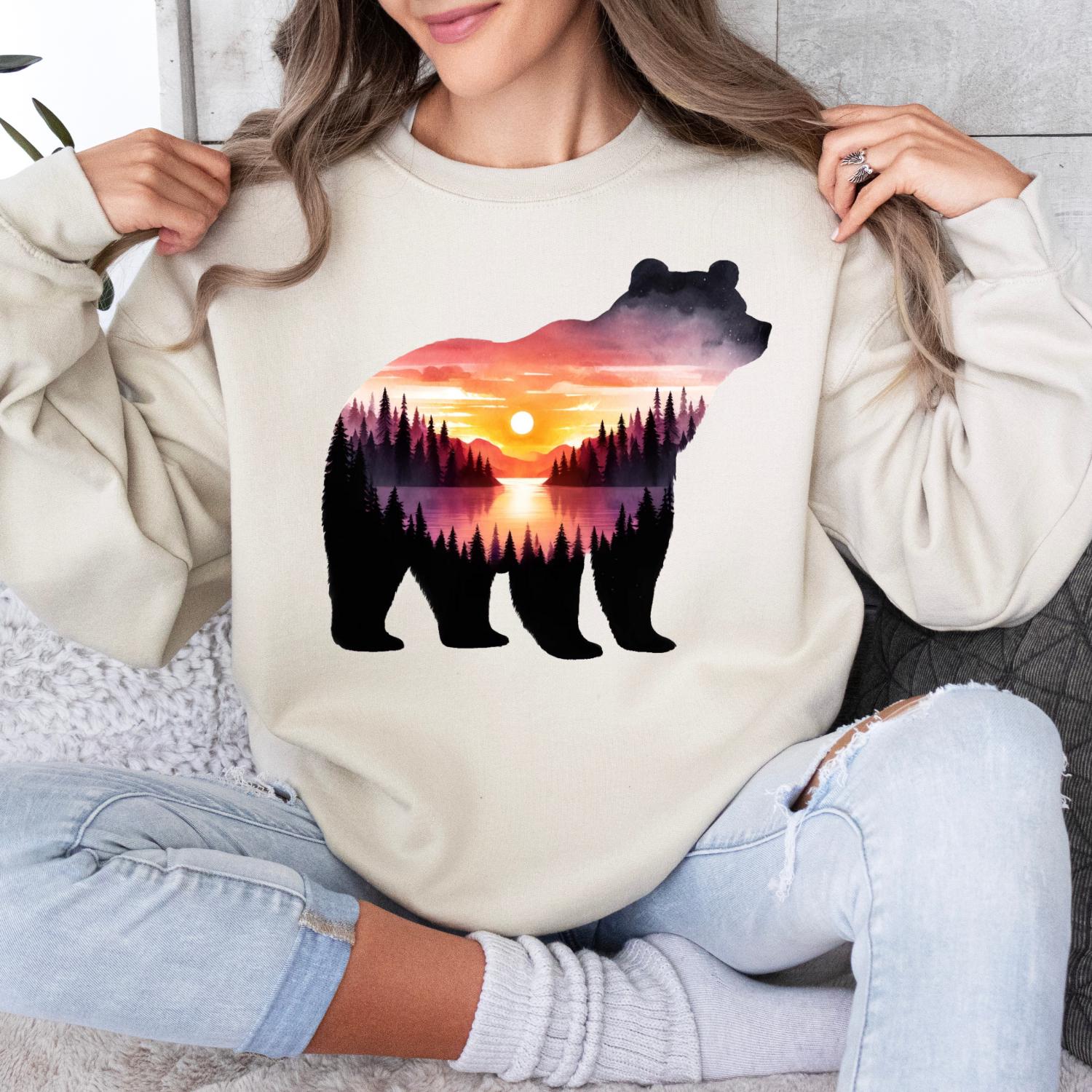 Bear Forest PNG | Sunset Bear Clipart for Sublimation | Wildlife ...