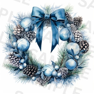 5 Christmas Wreath Clipart, Digital Clipart, Watercolor Clipart, High ...