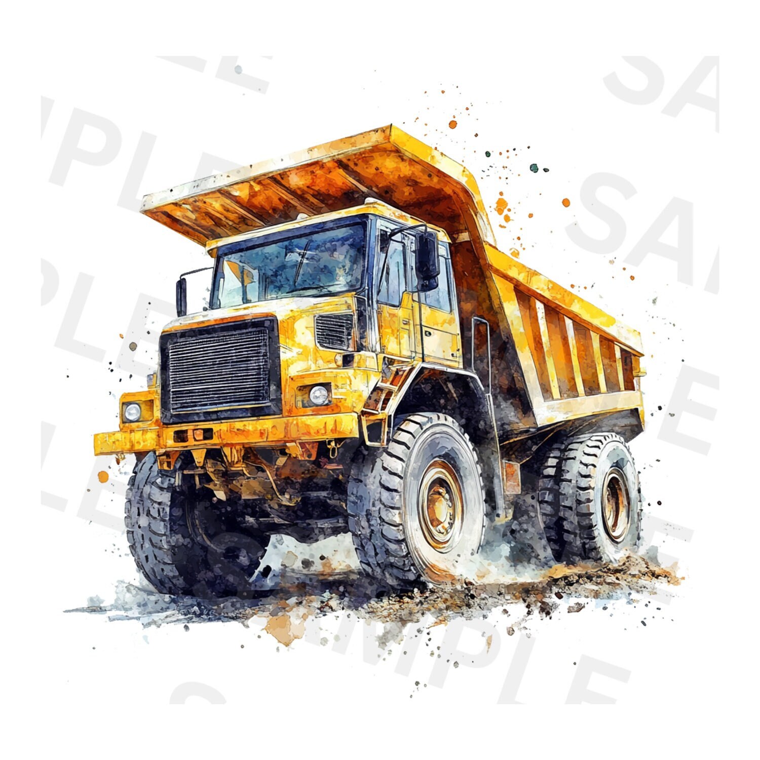 Dump Truck Watercolor Paint Splash PNG, Dump Truck PNG, Dump Truck ...