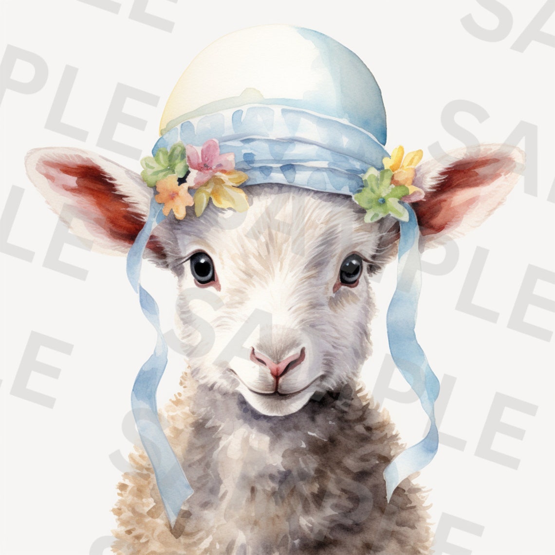 5 Baby Lamb Easter Clipart, Baby Lamb Nursery PNG, Printable Watercolor ...