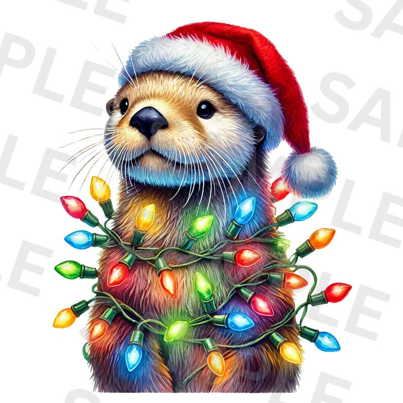 Christmas Sea Otter PNG, Sublimation Design, Sea Animal Png, Otter ...