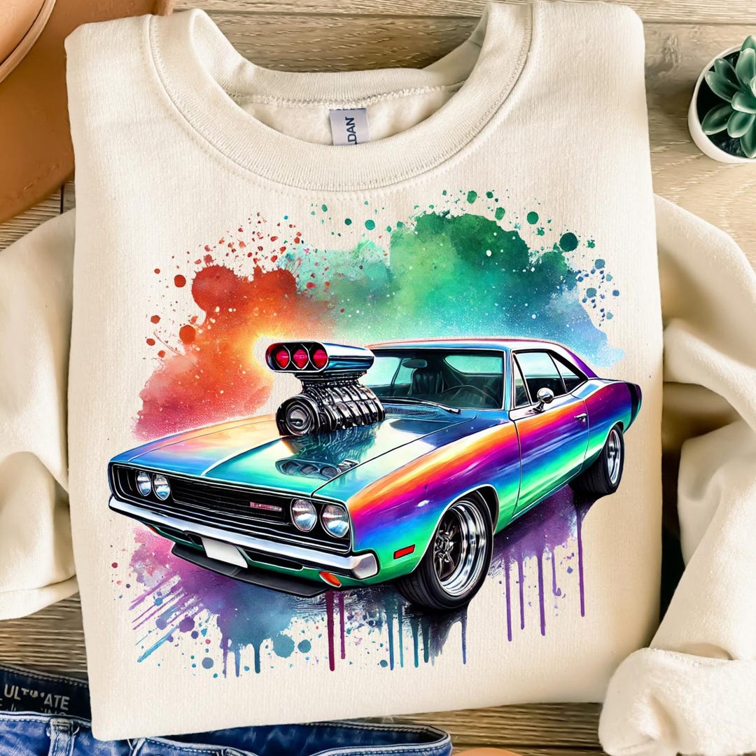 Iridescent Muscle Car PNG, Sublimation Hot Rod Clipart, Shiny Car ...