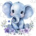 5 Blue Baby Elephant PNG, Cute Baby Elephant Clipart, High Quality Png ...