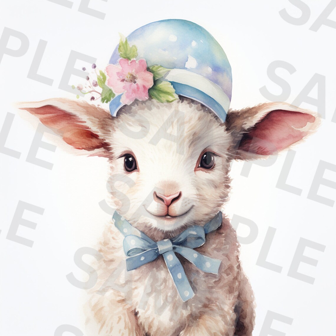 5 Baby Lamb Easter Clipart, Baby Lamb Nursery PNG, Printable Watercolor ...