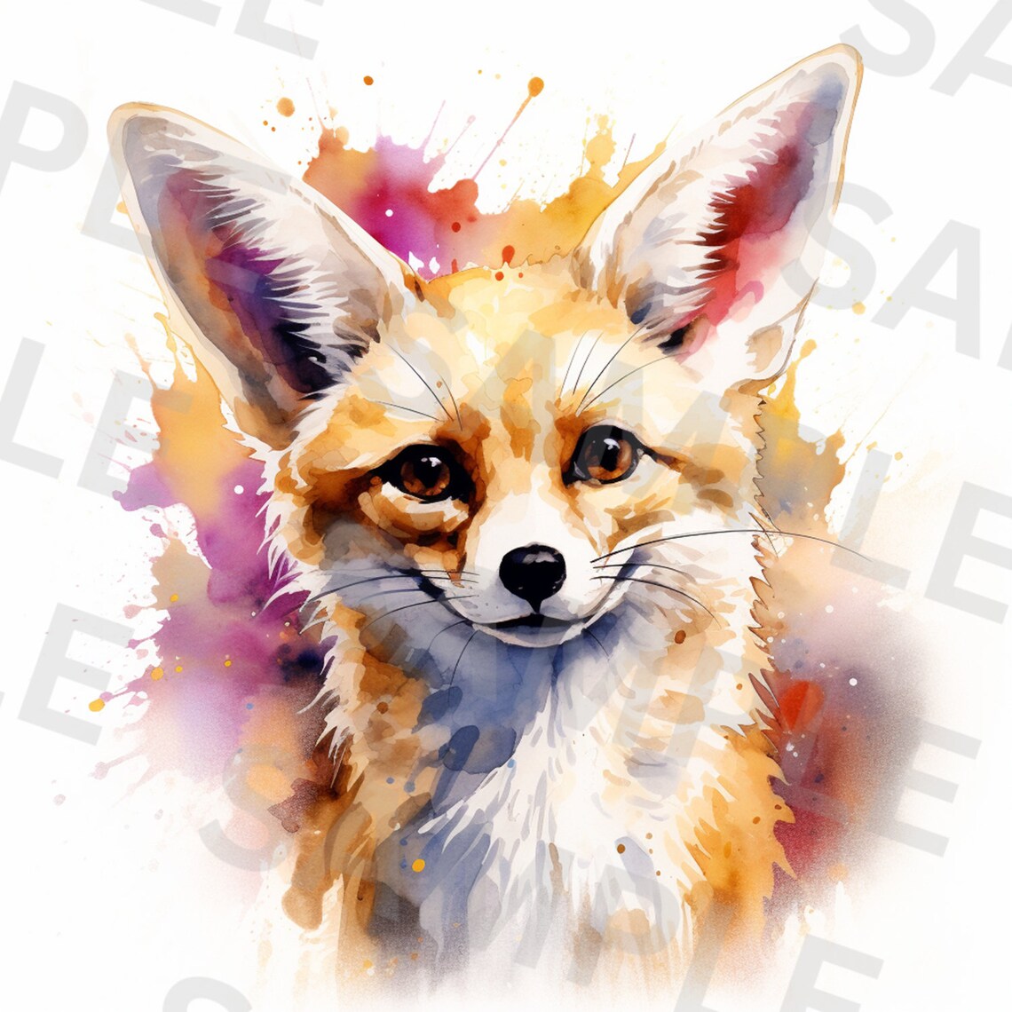 5 Fennec Fox Clipart, Printable Watercolor Clipart, Desert Fox Clipart ...