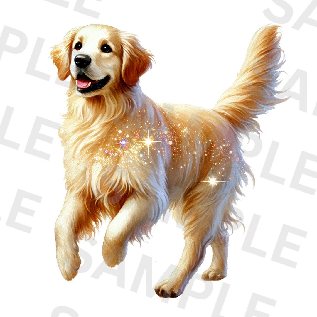Golden Retriever PNG – Sparkly Dog Clipart for Sublimation, Glitter Pet ...