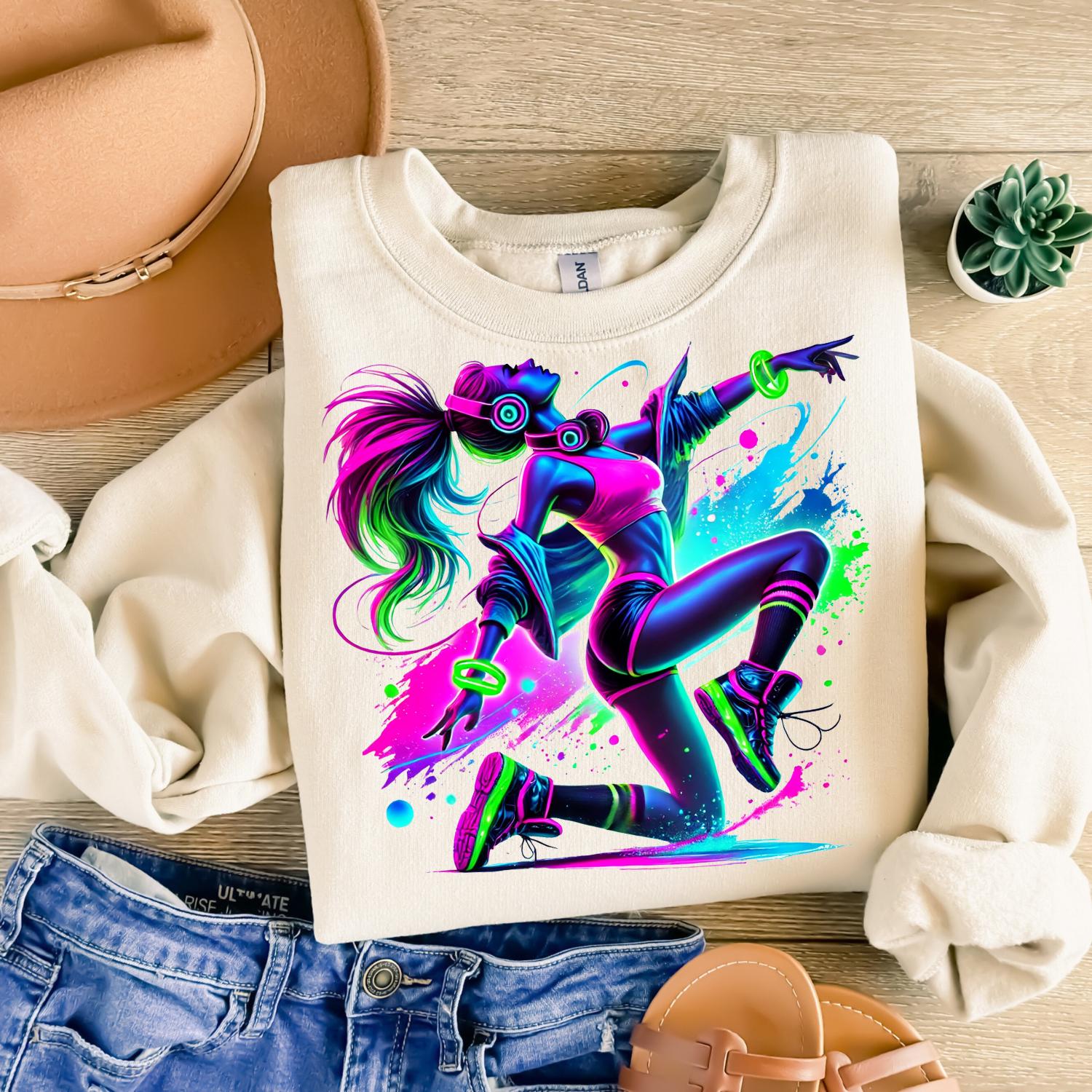 Neon Dance PNG Bundle – 5 Vibrant Dancer Cliparts for Zumba Shirts ...