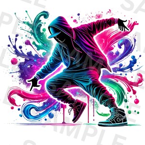 Neon Dance PNG Bundle – 5 Vibrant Dancer Cliparts for Zumba Shirts ...