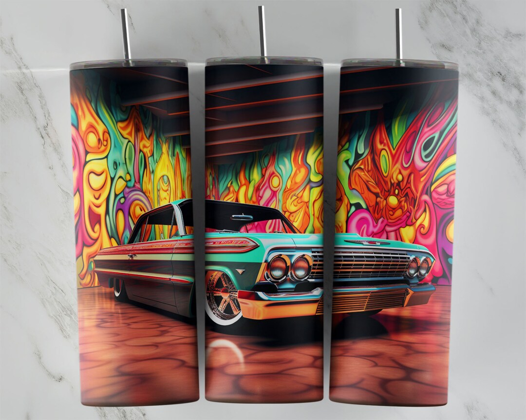 Graffiti 1963 Impala 20oz Skinny Tumbler Design PNG File Lowriders ...
