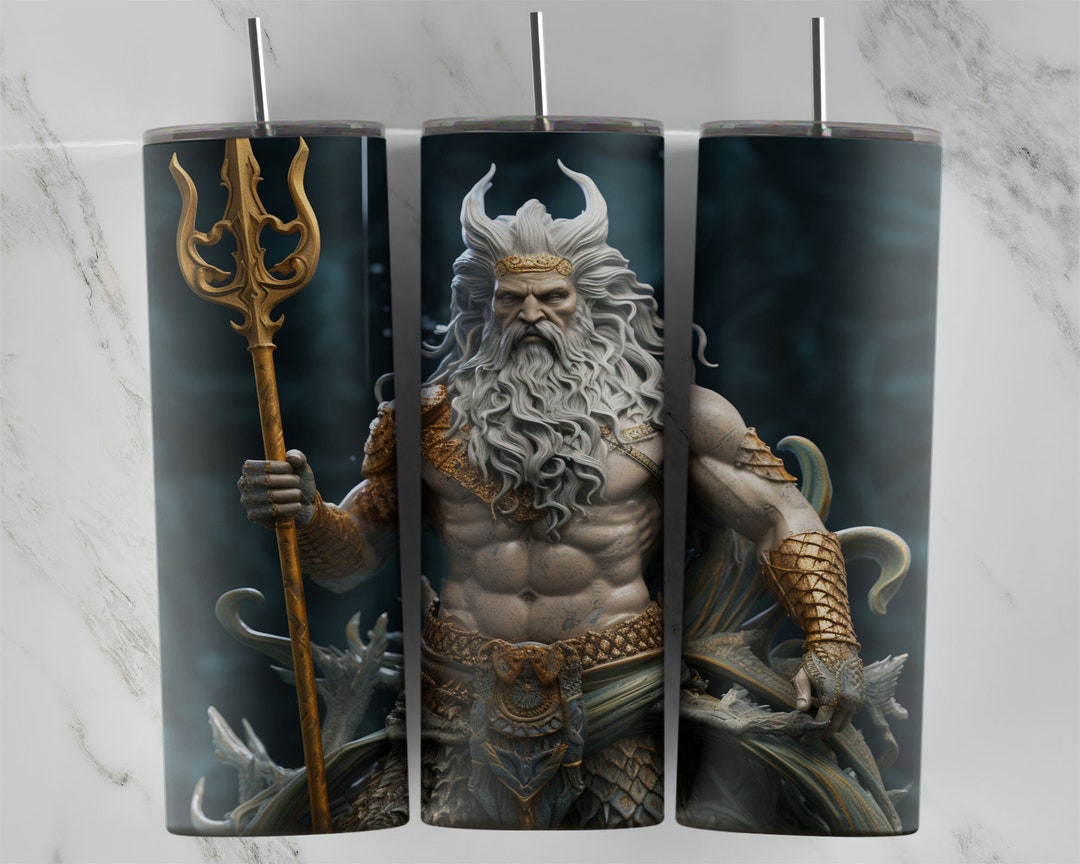 Greek God Poseidon 20oz Skinny Tumbler Design PNG File Greek God Image ...
