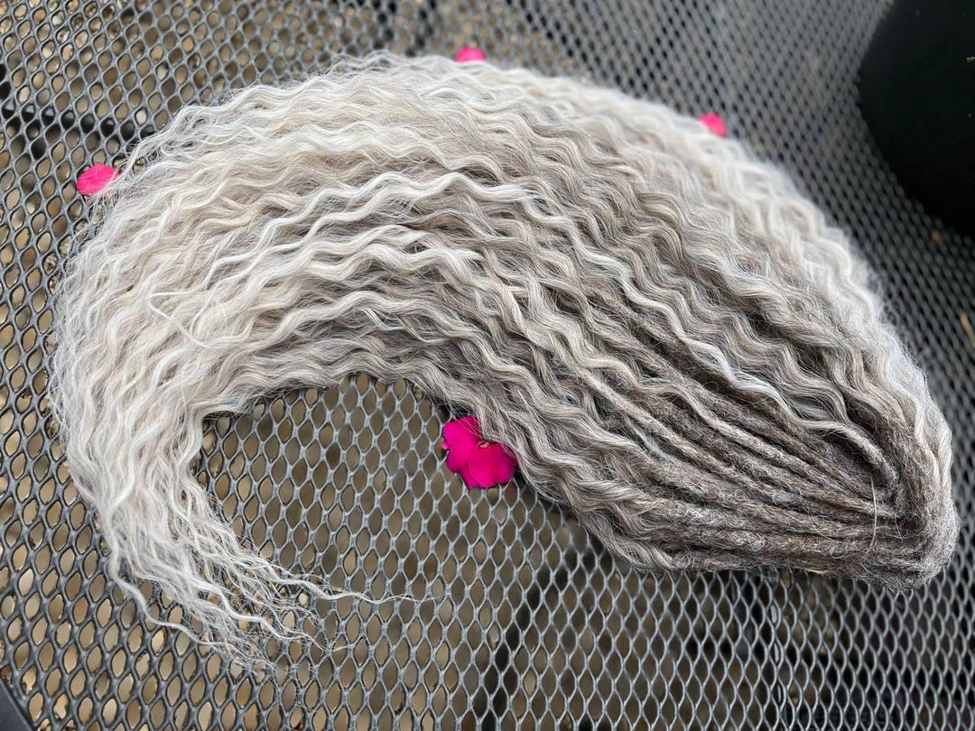 Long Wavy Grey Dreadlock Extensions Natural Crochet Hair Lightweight ...