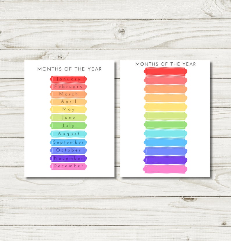 Months of the Year Print, Fill in the Blank, Educational Prints ...