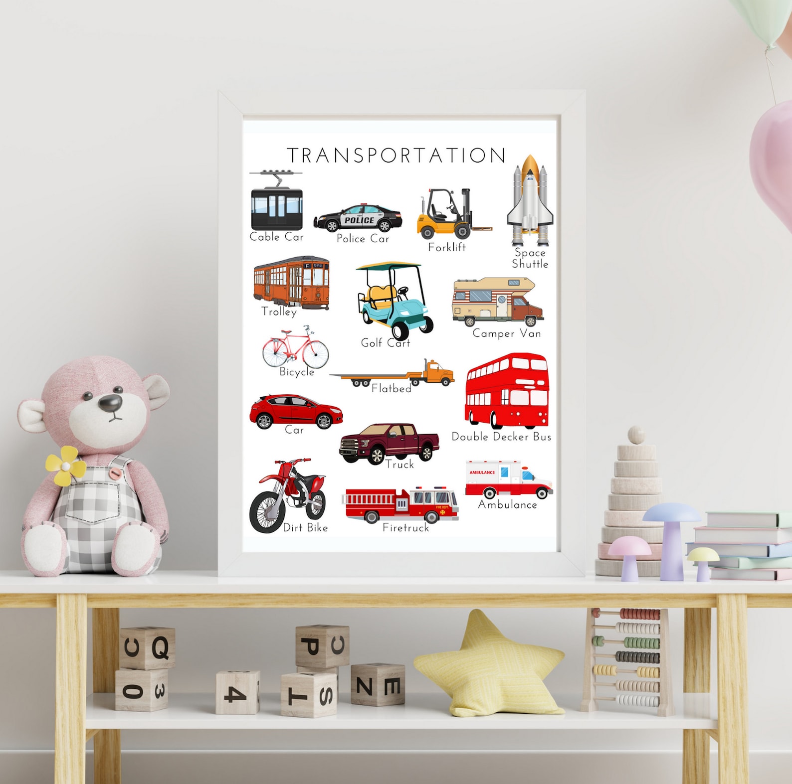 Transportation Poster, Educational Wall Art, Montessori Wall Art ...