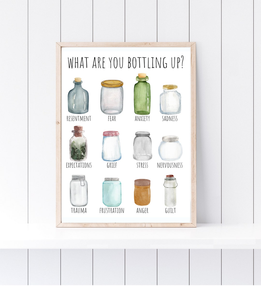 Bottling up Poster, Therapist Wall Art, Mental Health Wall Art, DIGITAL ...