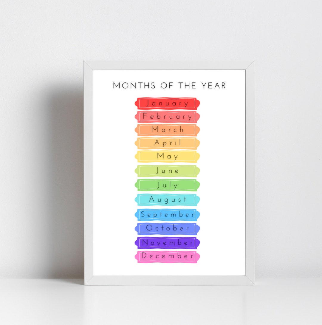 Months of the Year Print, Fill in the Blank, Educational Prints ...
