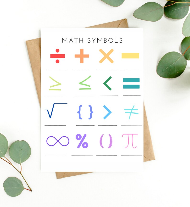 Math Symbols Print, Fill in the Blank, Educational Prints, Montessori ...