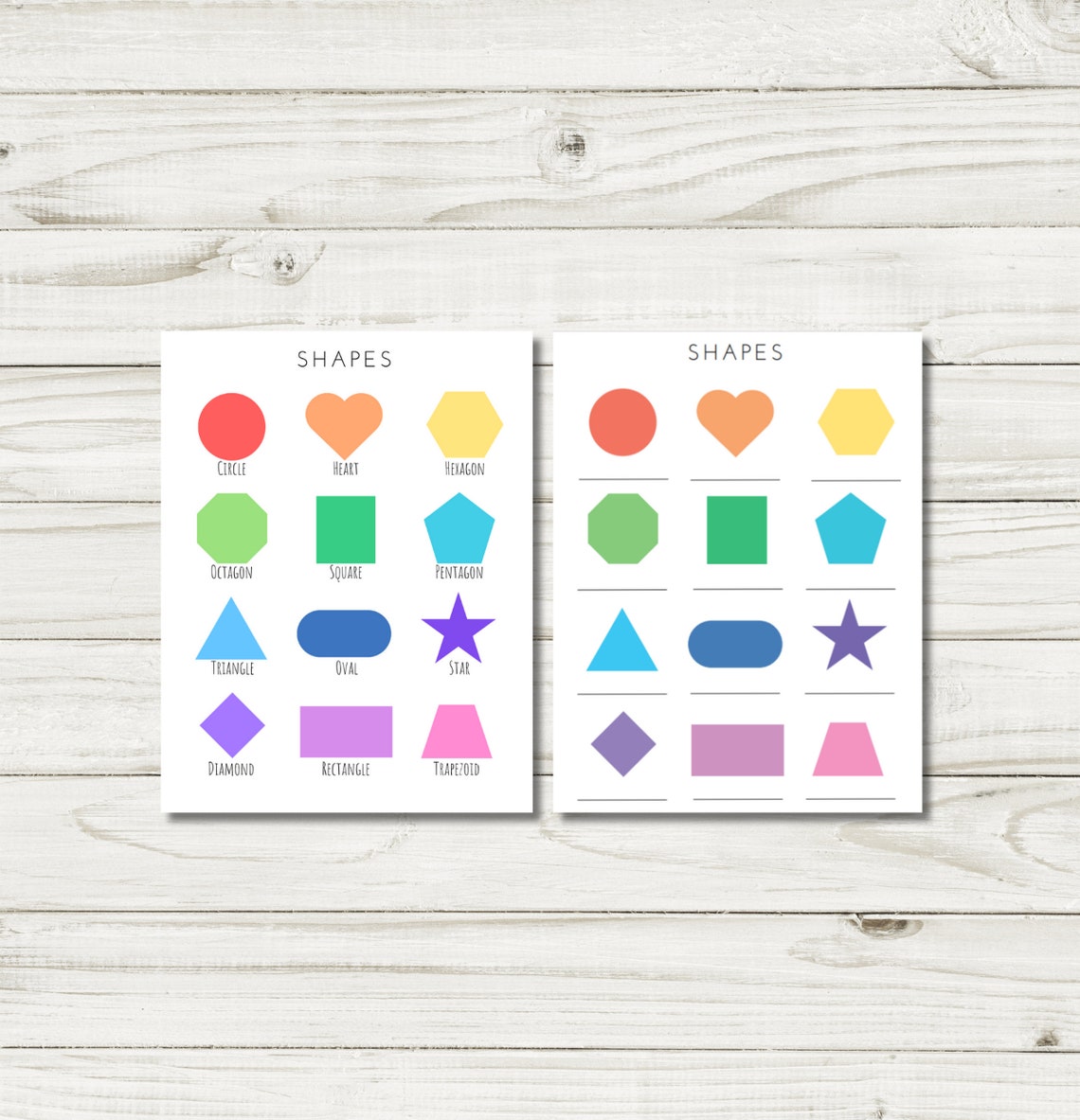 Shapes Poster, Fill in the Blank, Educational Prints, Montessori Prints ...