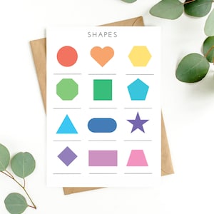Shapes Poster, Fill in the Blank, Educational Prints, Montessori Prints ...