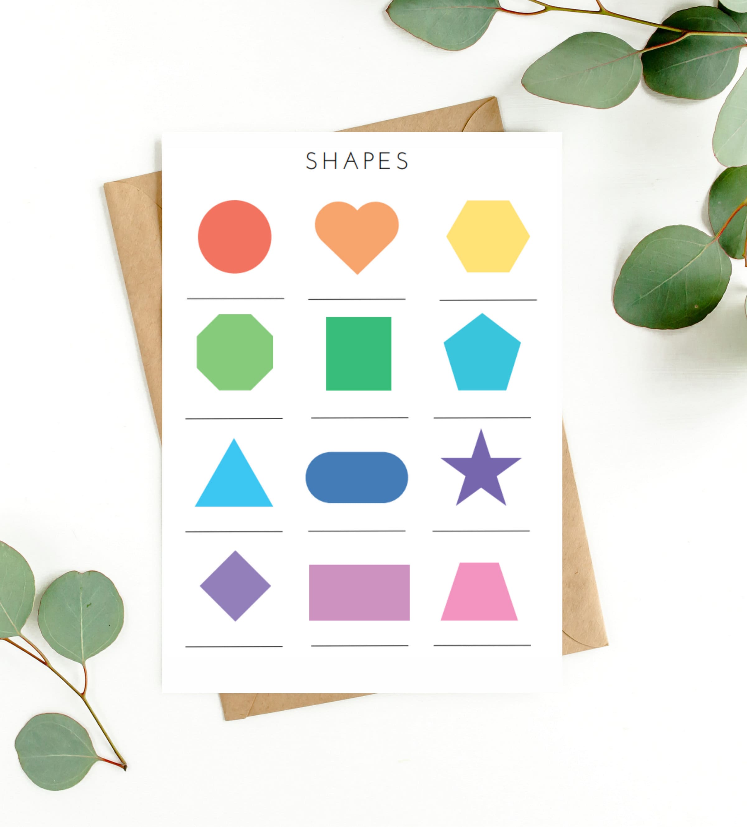 Shapes Poster, Fill in the Blank, Educational Prints, Montessori Prints ...
