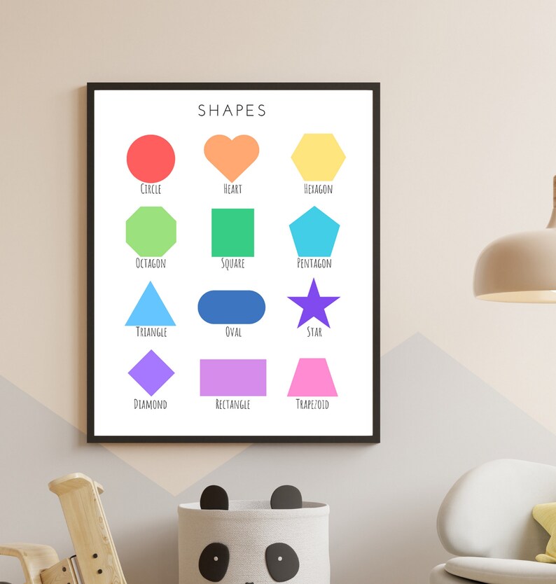 Shapes Poster, Fill in the Blank, Educational Prints, Montessori Prints ...
