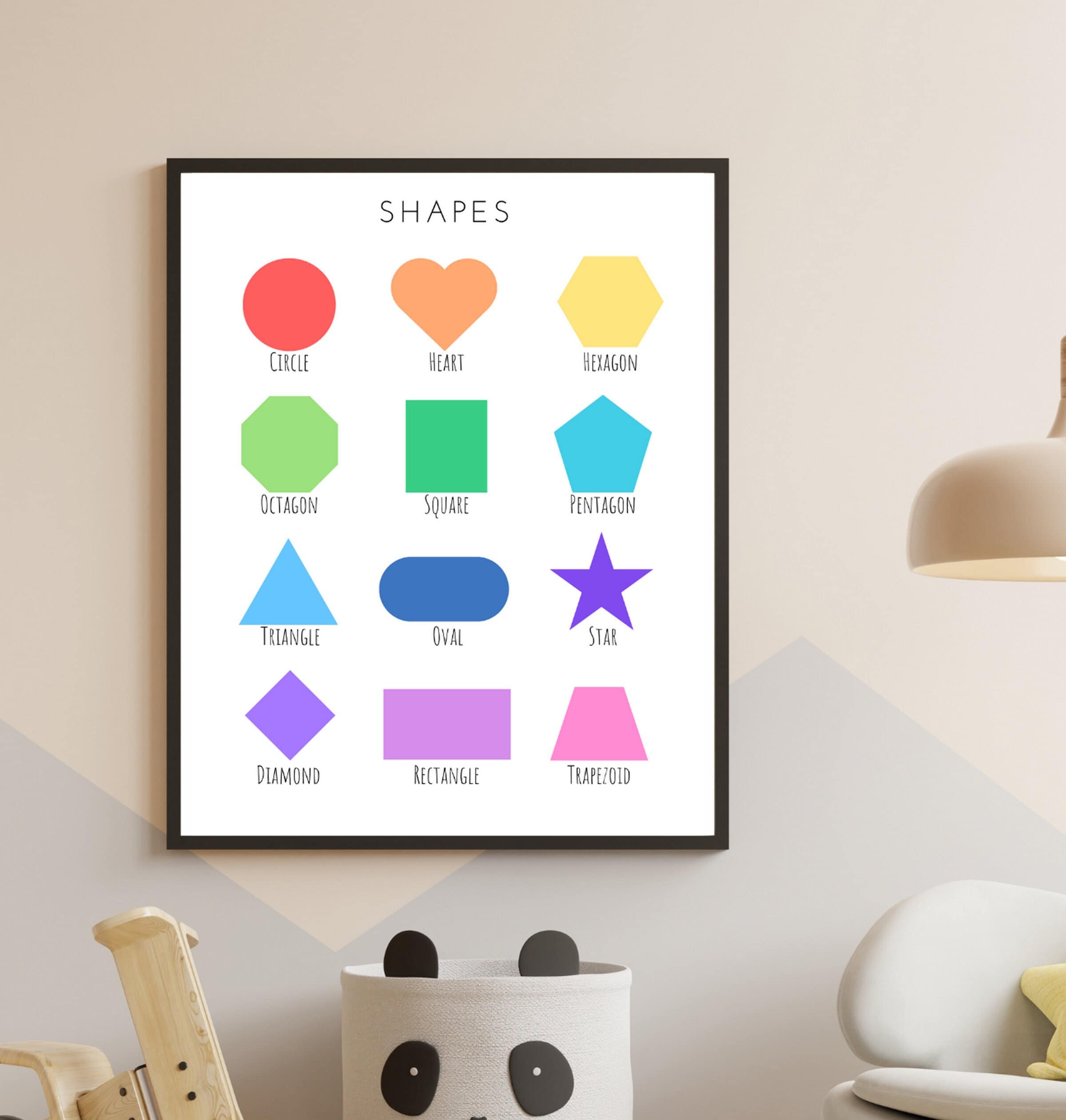 Shapes Poster, Fill in the Blank, Educational Prints, Montessori Prints ...