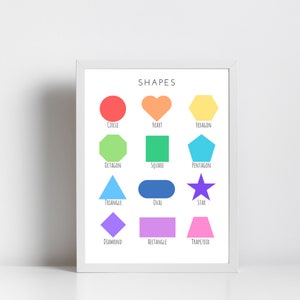 Shapes Poster, Fill in the Blank, Educational Prints, Montessori Prints ...