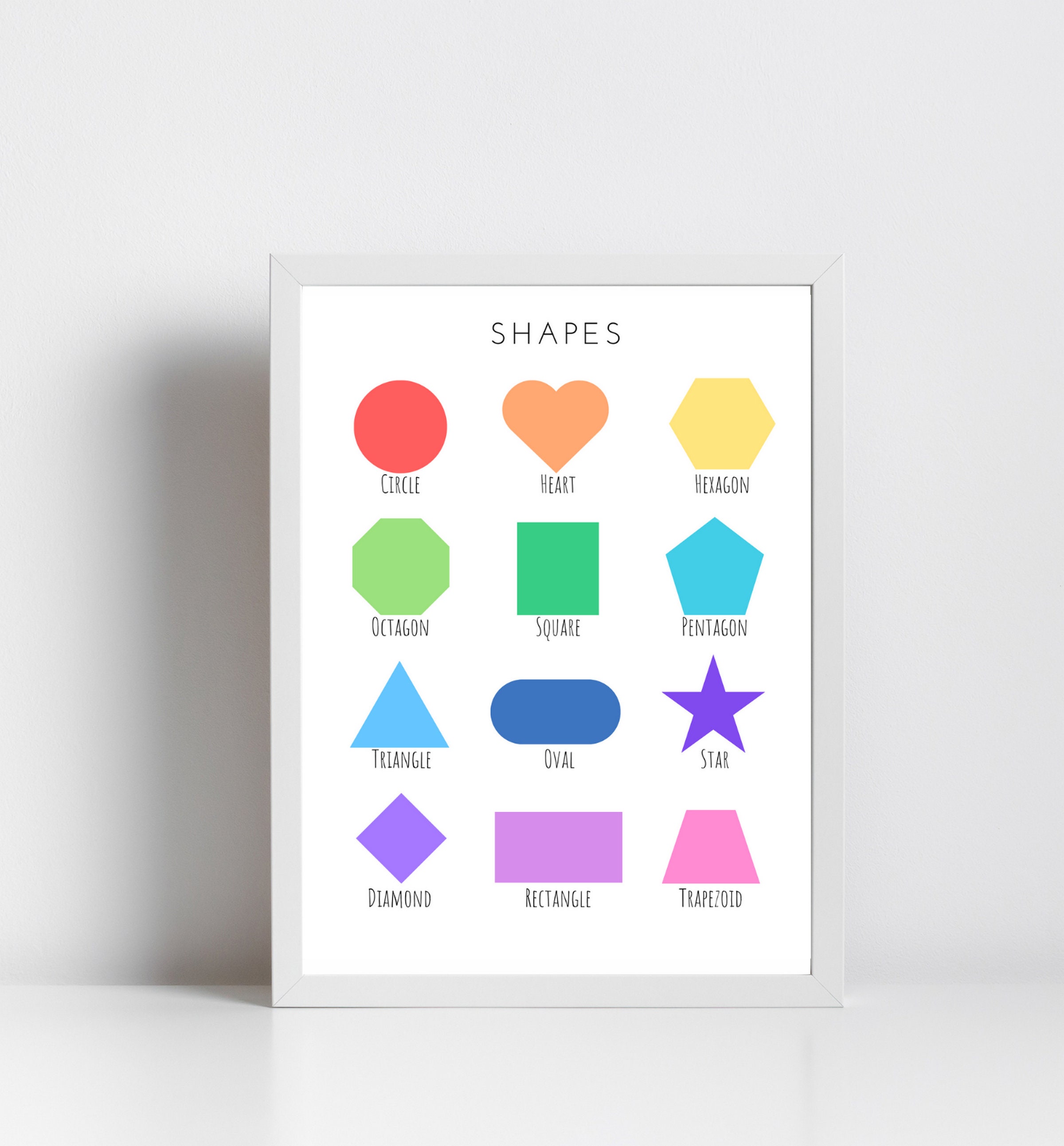 Shapes Poster, Fill in the Blank, Educational Prints, Montessori Prints ...